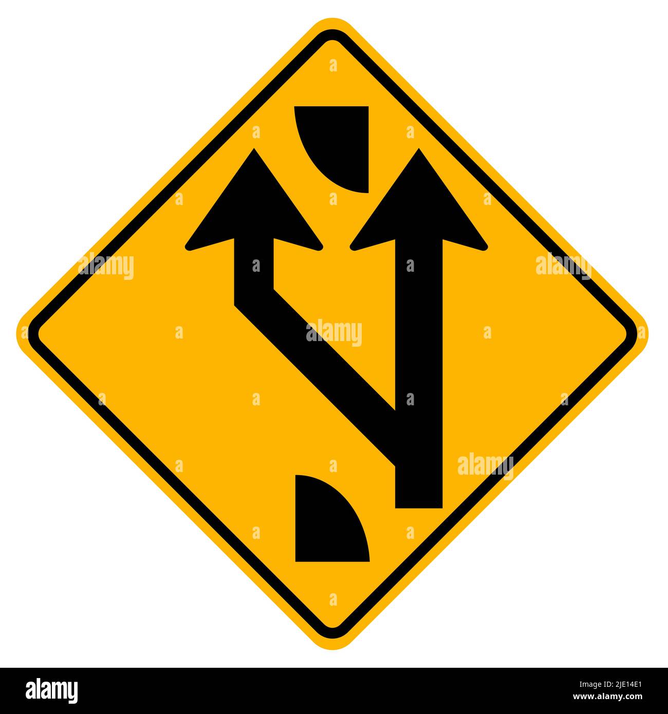 Warning signs Added lane ahead on white background Stock Vector Image ...