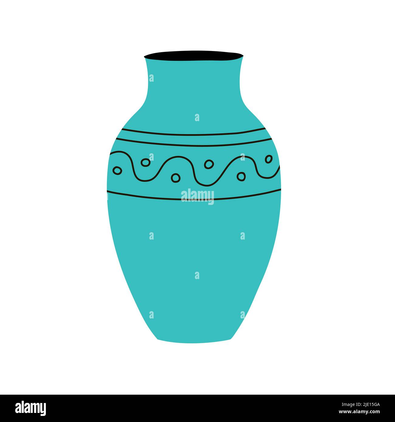 Decorative vase for home flowers with a striped pattern. Plant blue pot ...