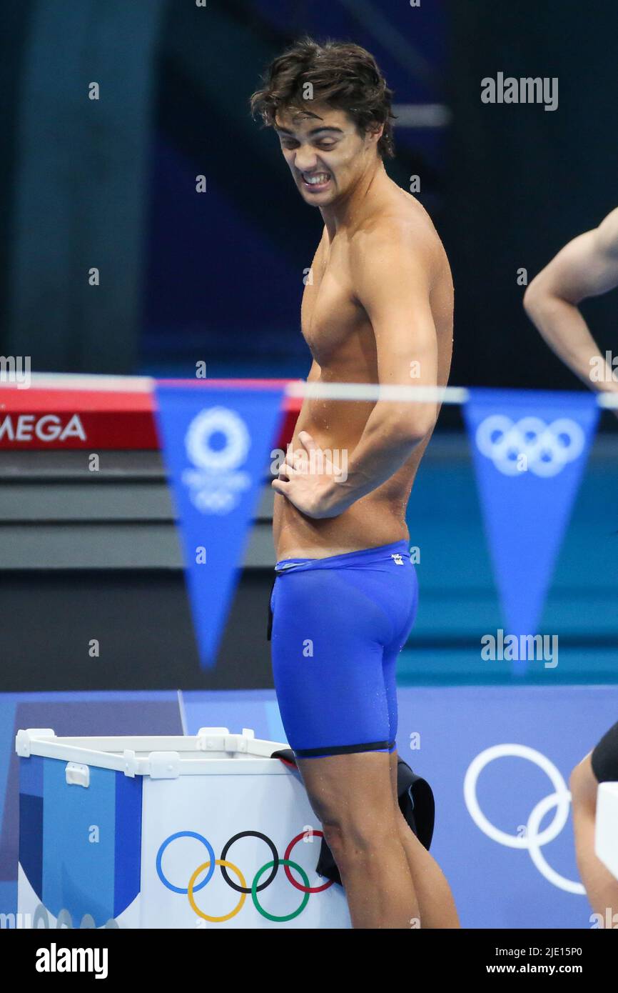 JULY 31st, 2021 - TOKYO, JAPAN: Thomas Ceccon of Italy reacts finishing ...