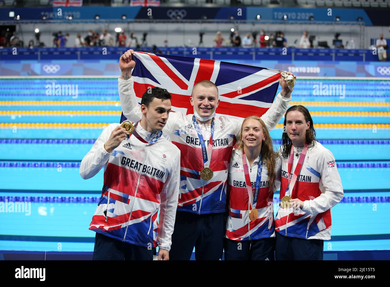 JULY 31st, 2021 - TOKYO, JAPAN: Kathleen Dawson, Adam Peaty, James Guy ...
