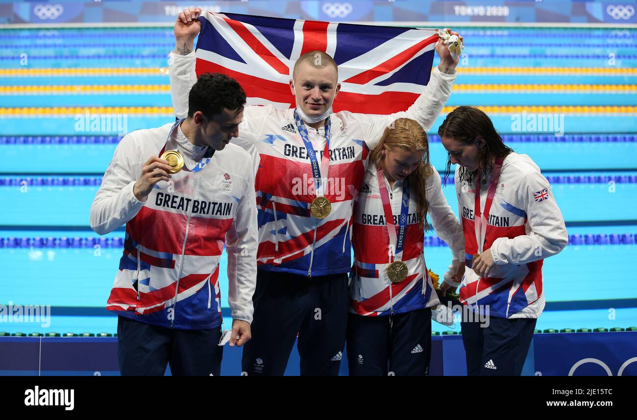 JULY 31st, 2021 - TOKYO, JAPAN: Kathleen Dawson, Adam Peaty, James Guy ...