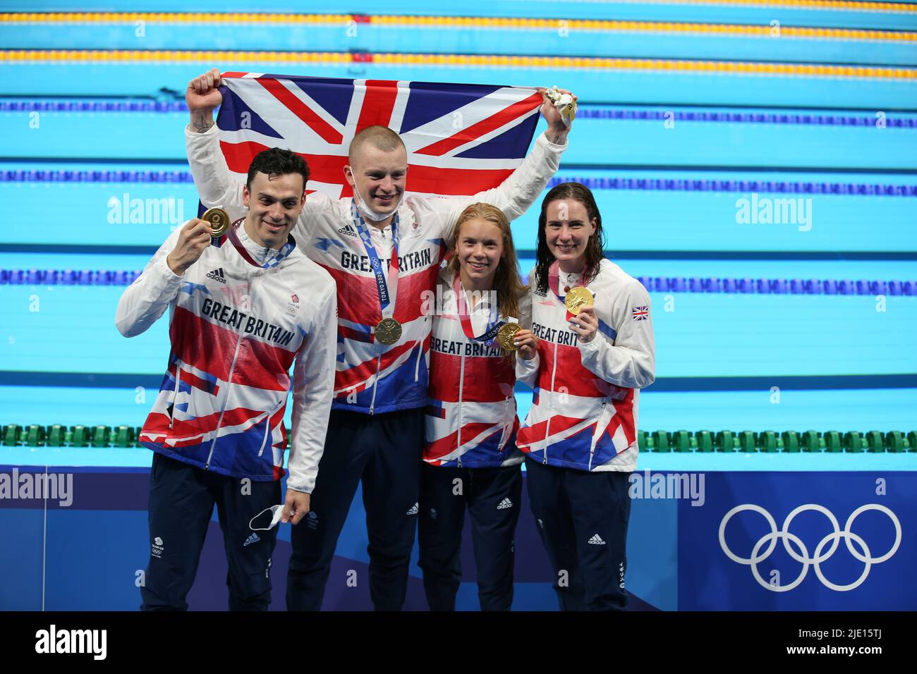 JULY 31st, 2021 - TOKYO, JAPAN: Kathleen Dawson, Adam Peaty, James Guy ... JULY 31st, 2021 - TOKYO, JAPAN: Kathleen Dawson, Adam Peaty, James Guy ...