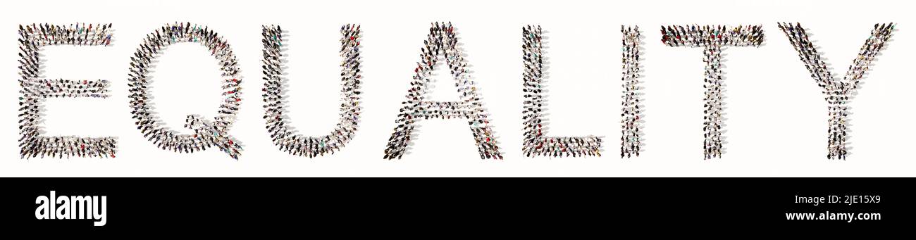Concept or conceptual large community of people forming EQUALITY ...