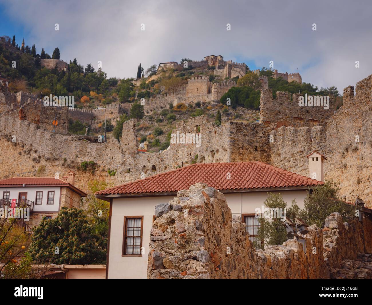 Alanya, turkey, winter walk by mediterranean sea. Exterior view of ...
