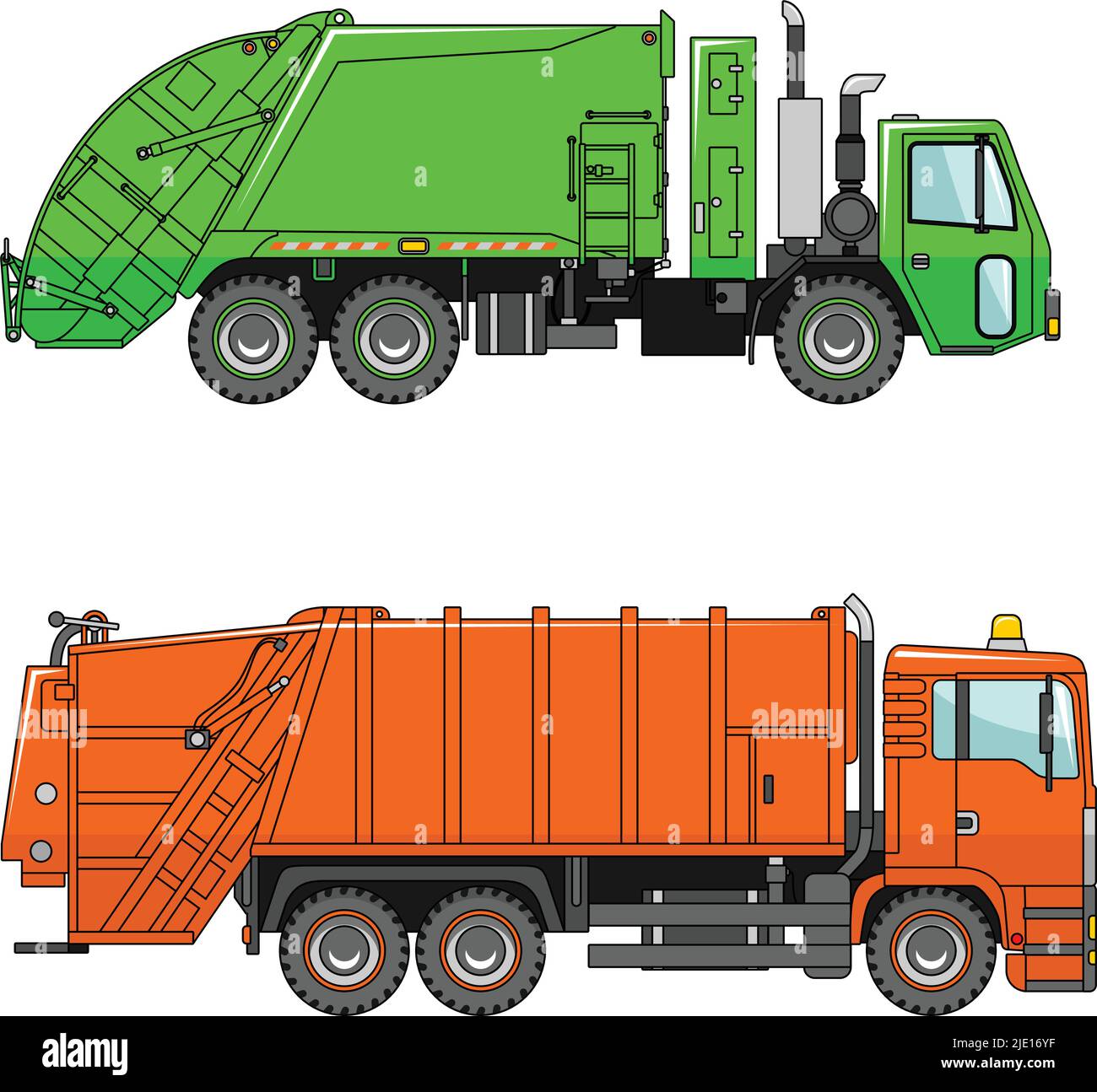 Two variants of the garbage trucks in a flat style Stock Vector Image ...
