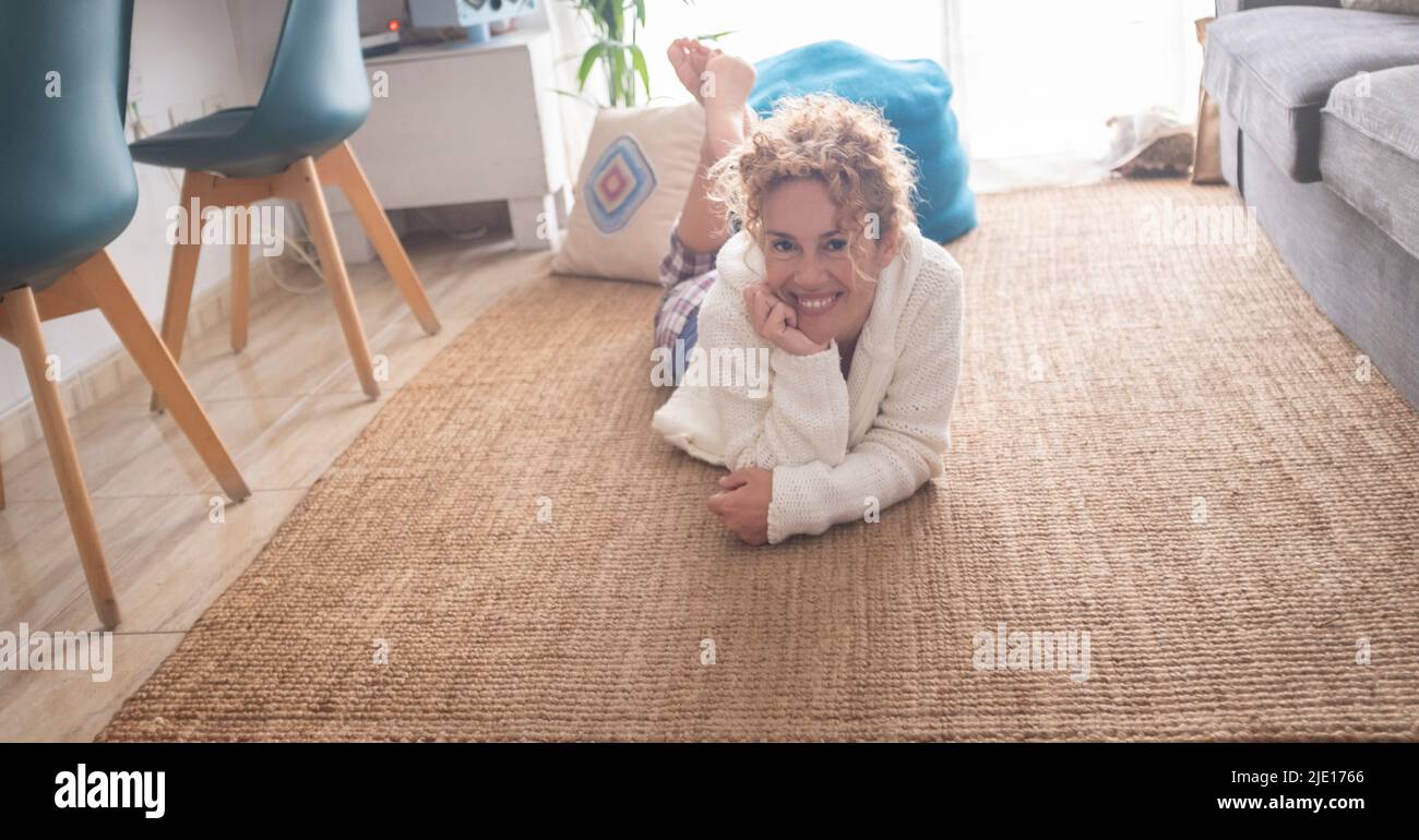 Mature lady laying down hi-res stock photography and images - Alamy