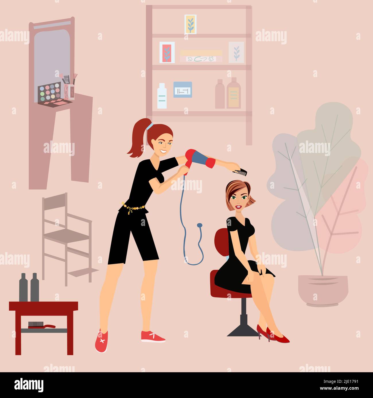 Woman hairdresser beauty salon poster flat design for hair coloring and ...