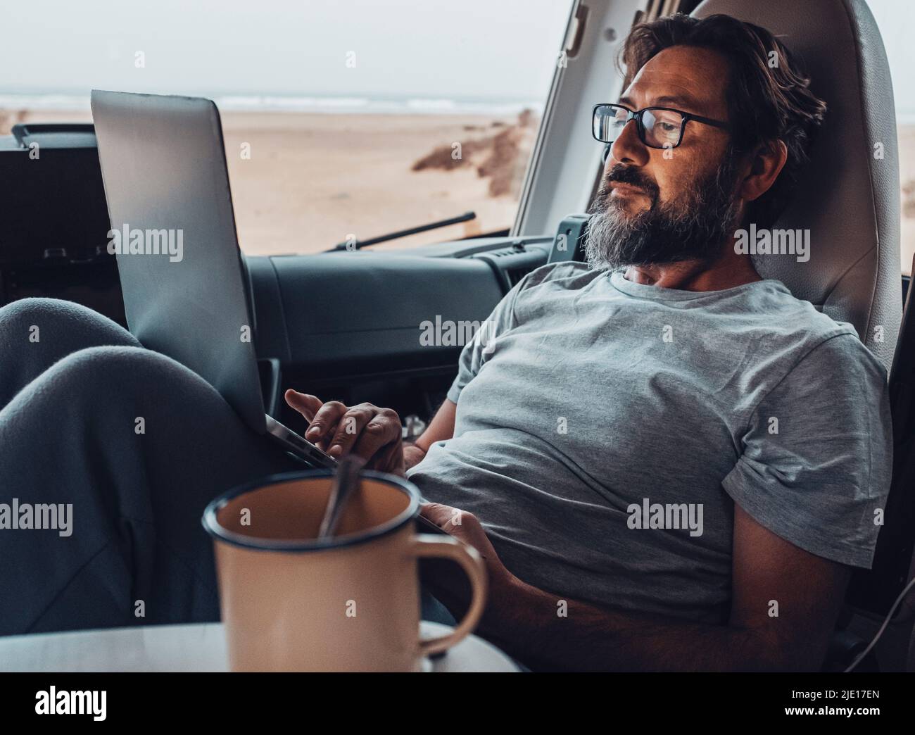 Concept of travel lifestyle modern people and smart working digital ...