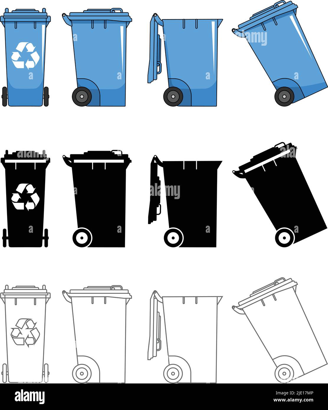 Detailed illustration of dumpsters isolated on white background in a ...
