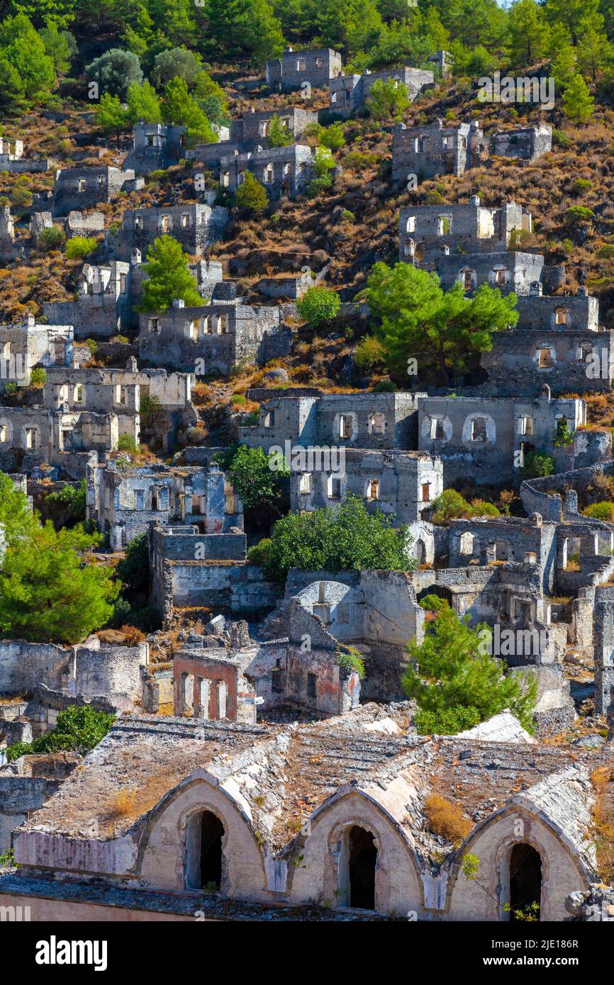 Ghost Town of Kayakoy, Turkey, Asia Stock Photo - Alamy