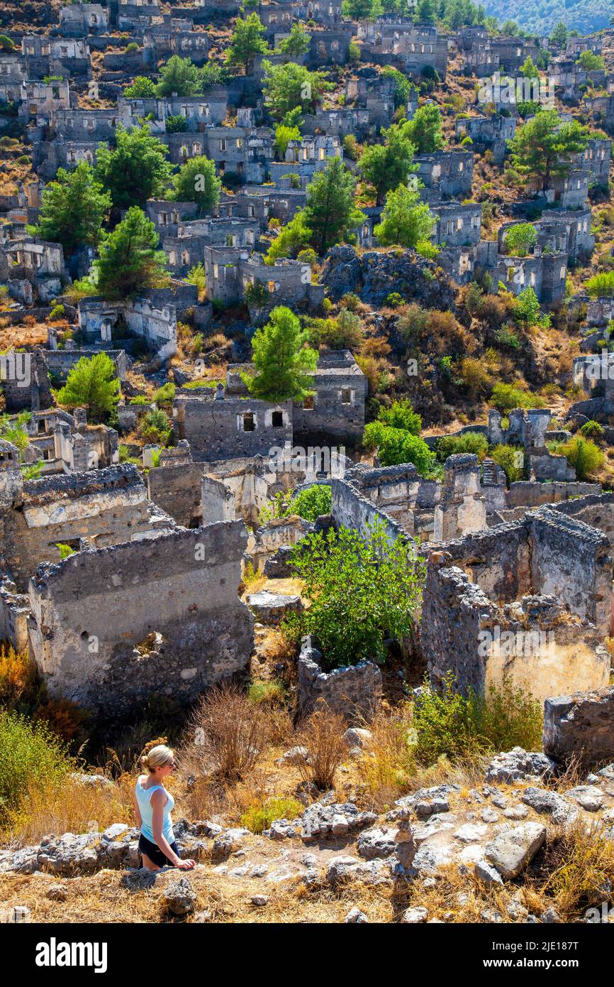 Ghost Town of Kayakoy, Turkey, Asia Stock Photo - Alamy