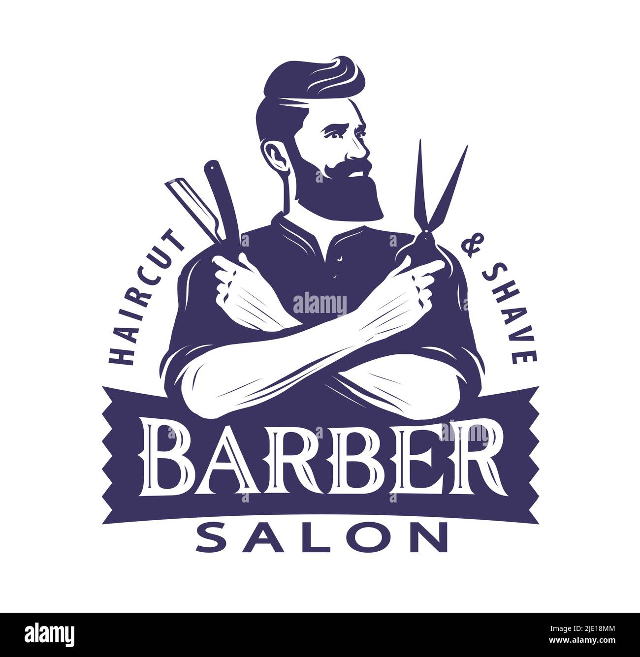 Barber salon, barbershop logo vintage. Men haircut and shave emblem ...