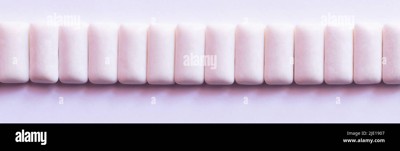 Flat lay of chewing gums on white background, banner Stock Photo - Alamy