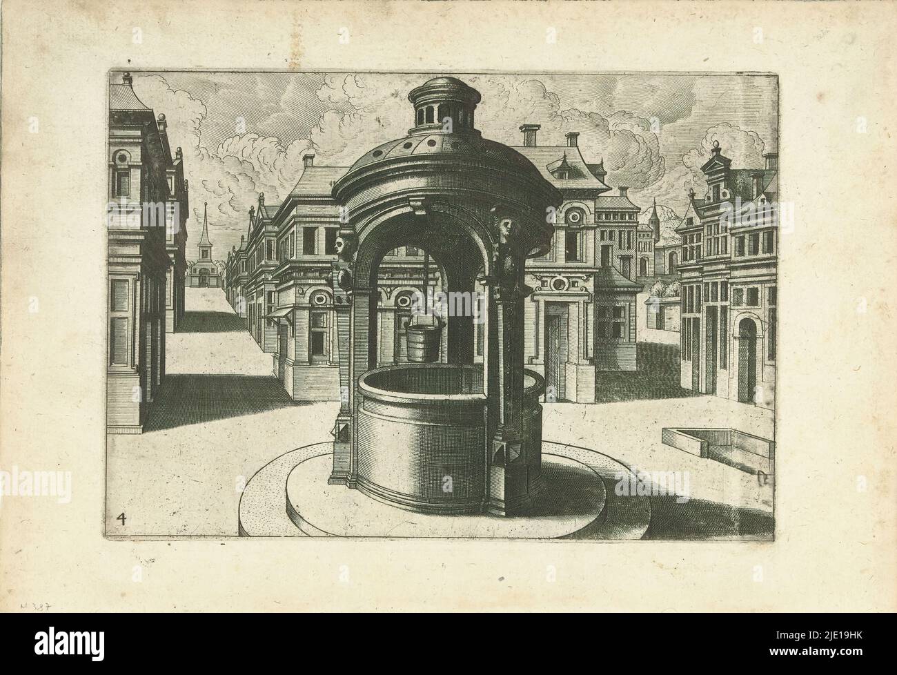 Round well with stone canopy, Water wells (series title), Town square ...