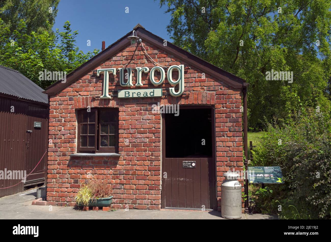 Working bakery with Turog sign and milk churn, Saint Fagans museum ...