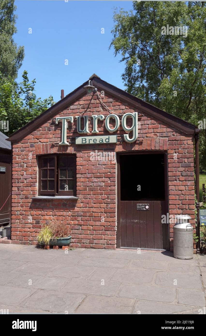 Working bakery with Turog sign and milk churn, Saint Fagans museum ...