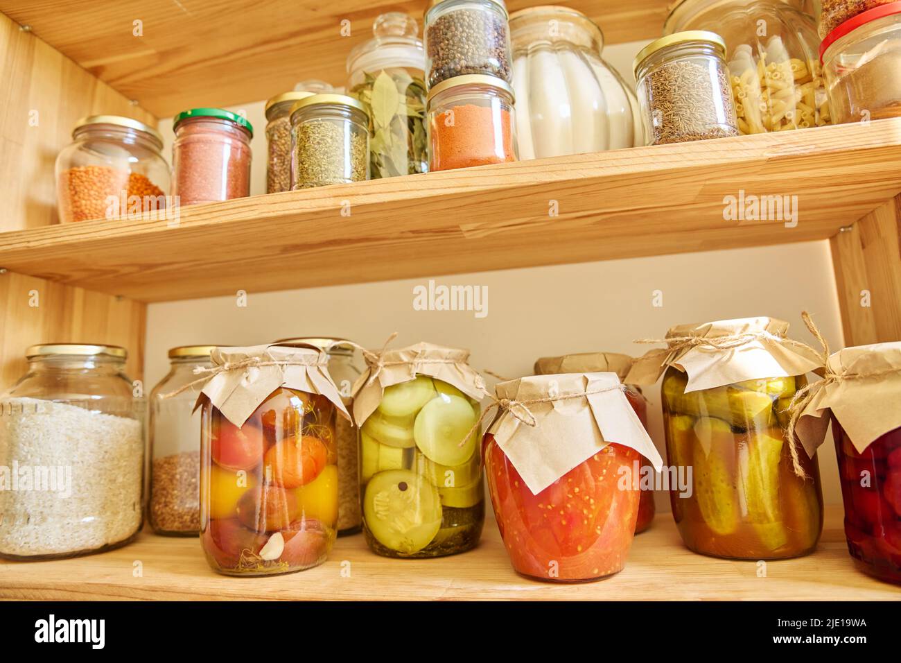 Storage of food in the kitchen in the pantry Stock Photo - Alamy