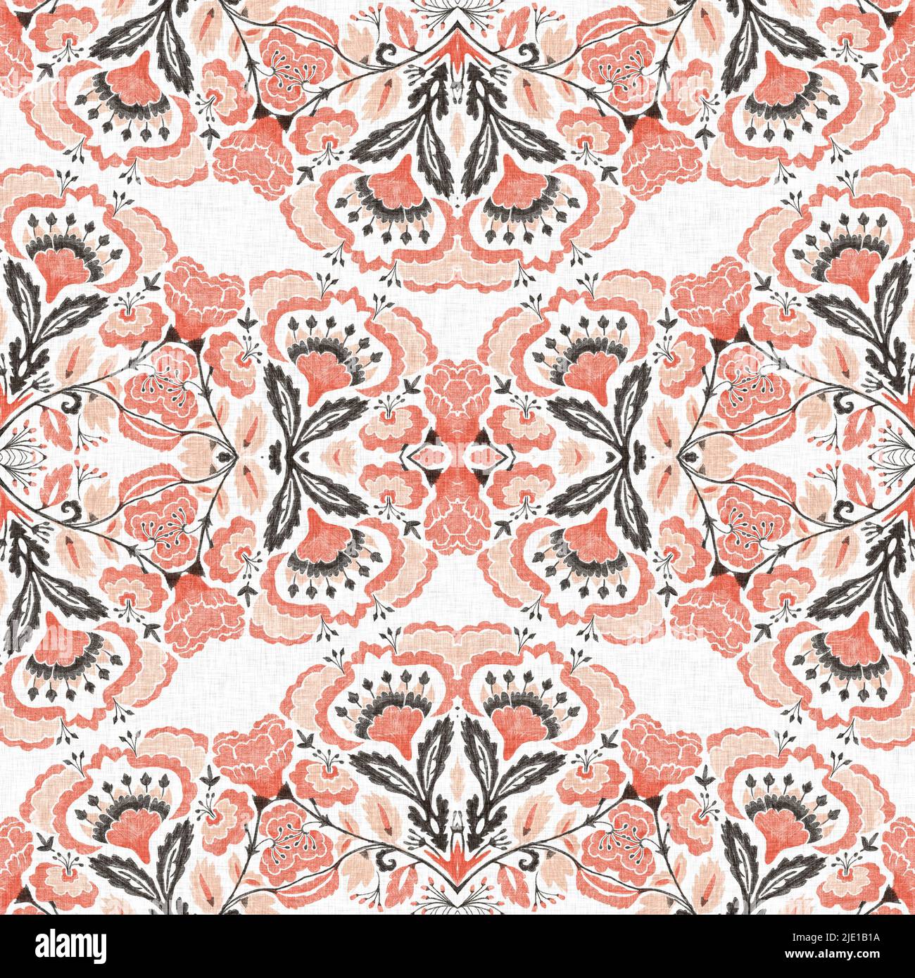 Modern boho geometric floral quilt style seamless pattern. Shabby chic ...