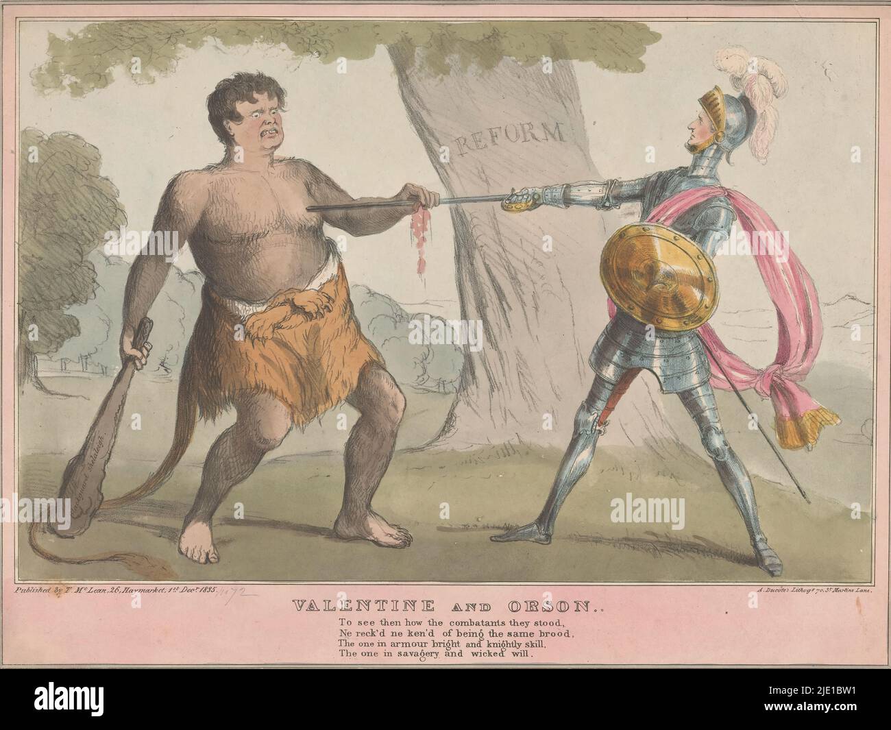 English political cartoon, 1835, Valentine and Orson (title on object ...