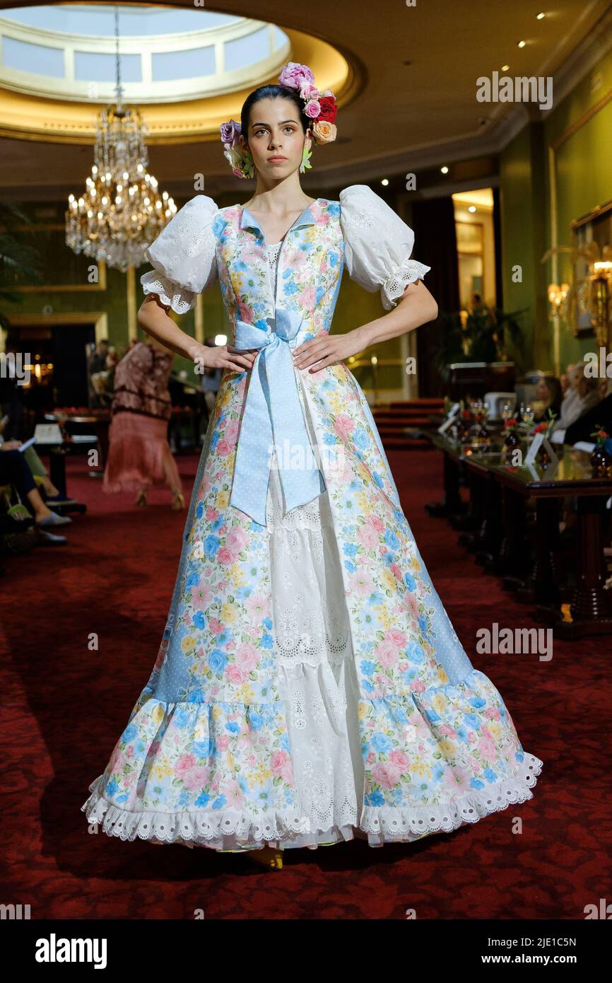 Madrid, Spain. 23rd June, 2022. A model showcases SIMOF design ...