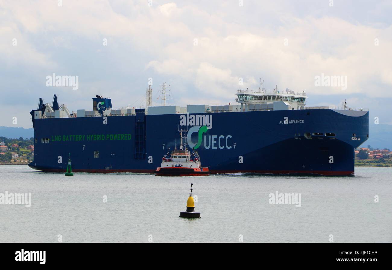 World's first LNG battery hybrid powered new car carrying ship the Auto Advance operated by UECC ...