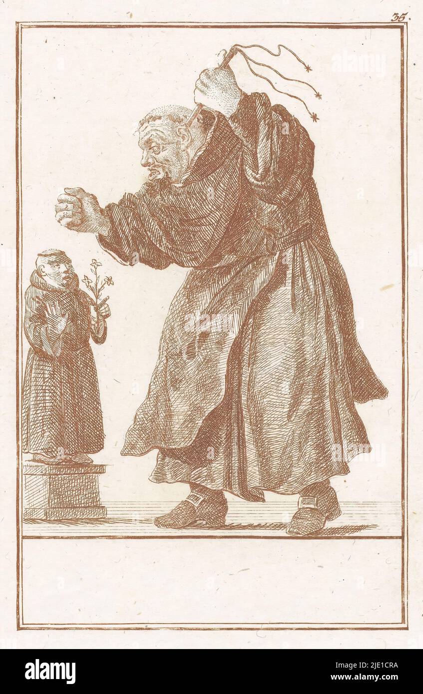 Monk with scourge before statue of St. Anthony of Padua, Abuses of the ...