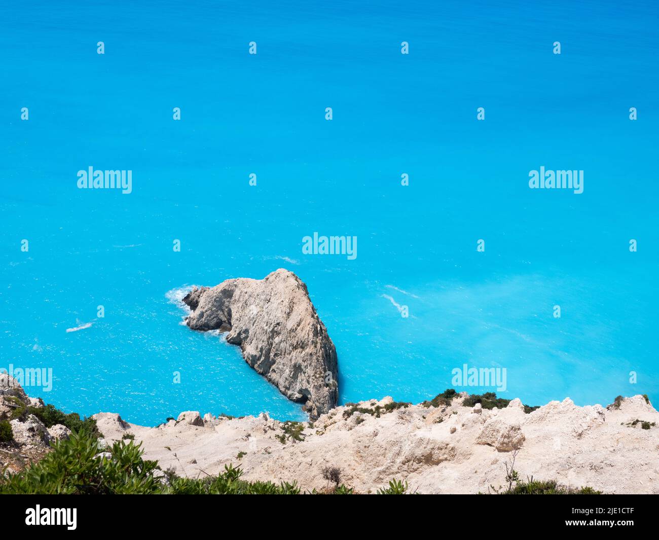 Luminous turquoise-blue sea off Cape Lefkata or Doukato caused by ...