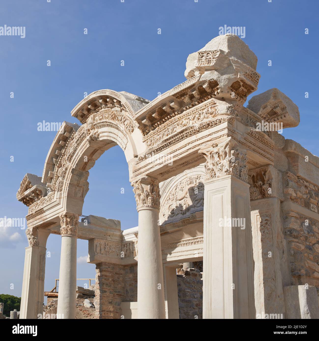 Historical Turkey Ephesus arch in an ancient city. A keystone arch with ...
