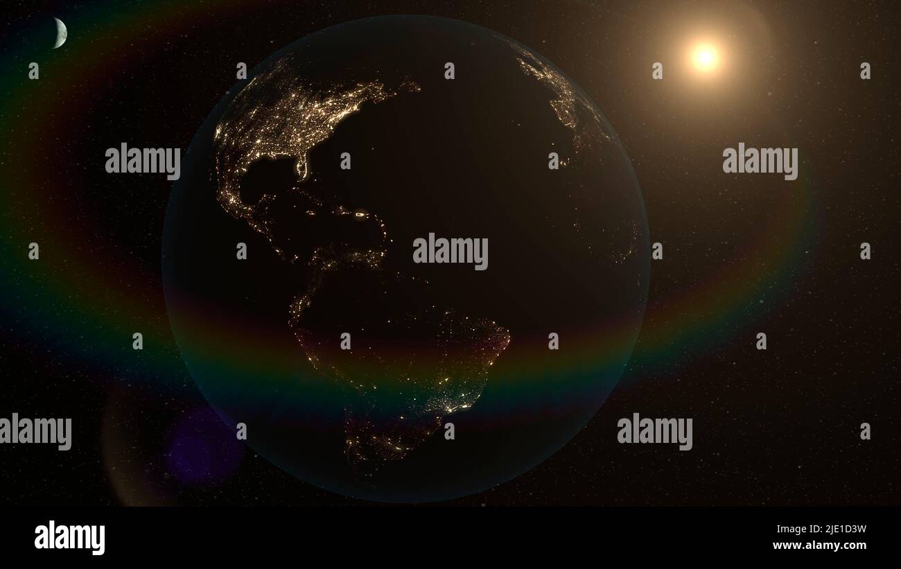 planet earth and moon in space starry background cosmic solar stars ...