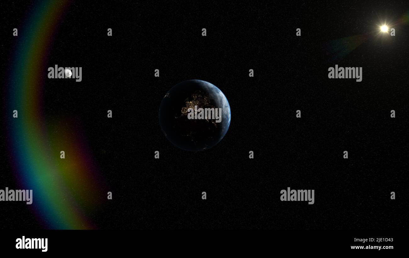 planet earth and moon in space starry background cosmic solar stars ...