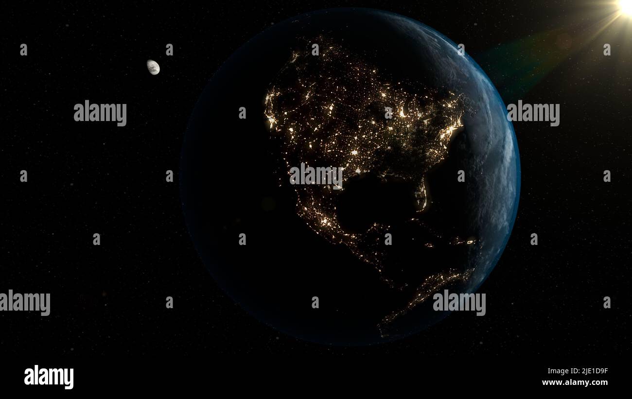 planet earth and moon in space starry background cosmic solar stars ...