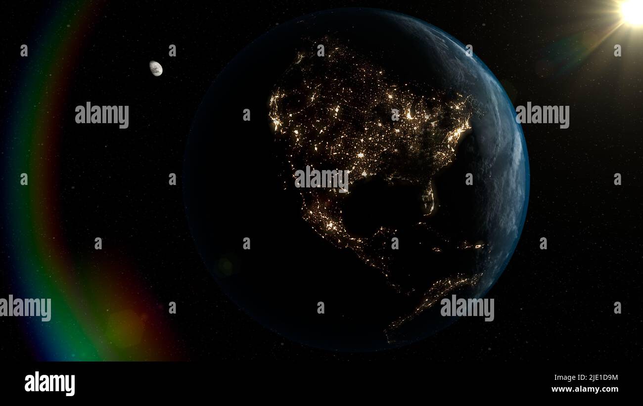 planet earth and moon in space starry background cosmic solar stars ...