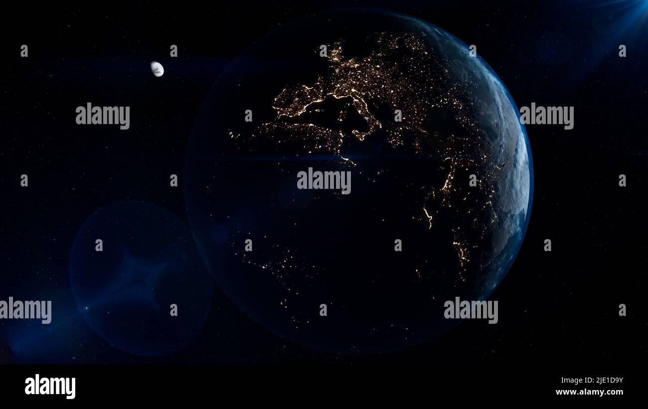 planet earth and moon in space starry background cosmic solar stars ...