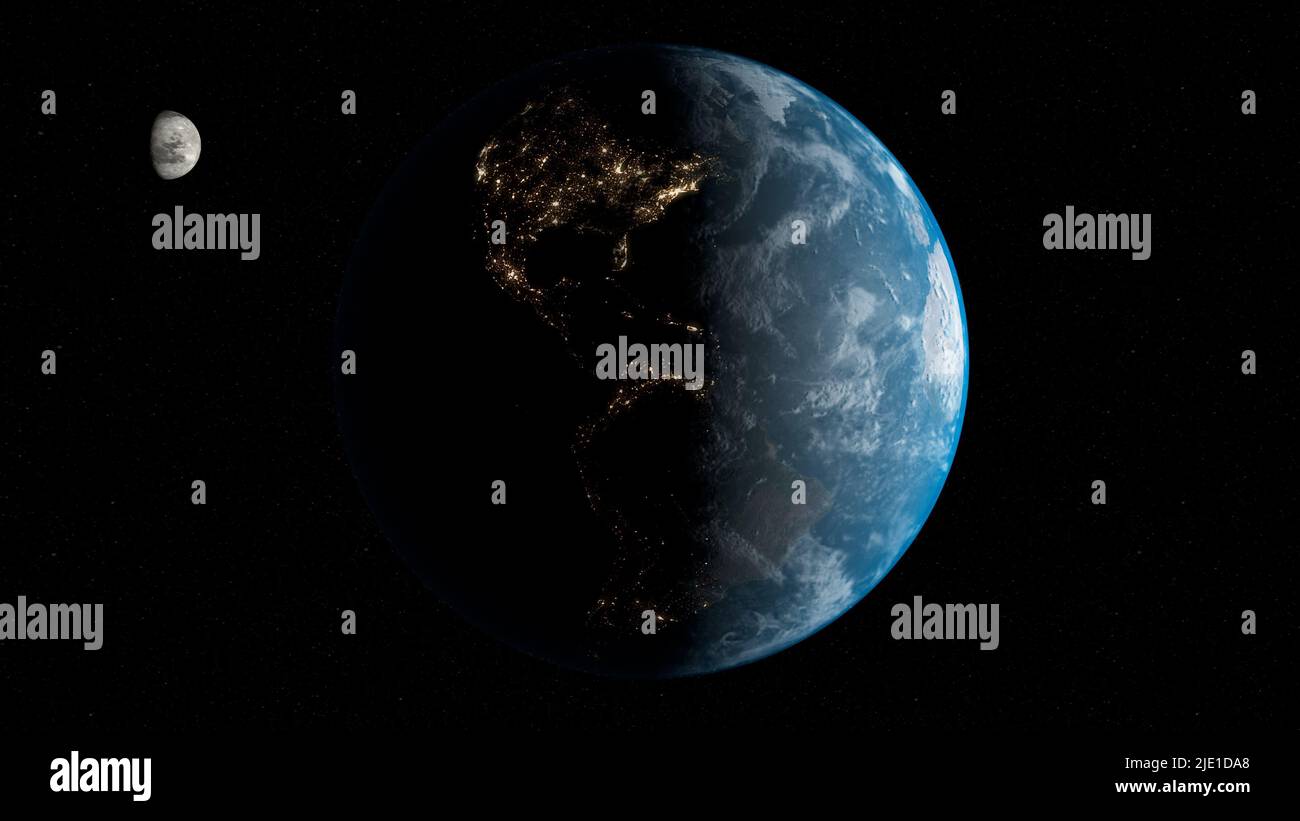 planet earth and moon in space starry background cosmic solar stars ...