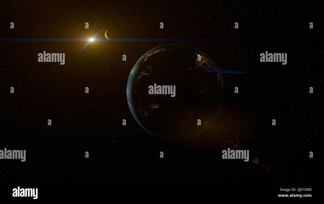 planet earth and moon in space starry background cosmic solar stars ...