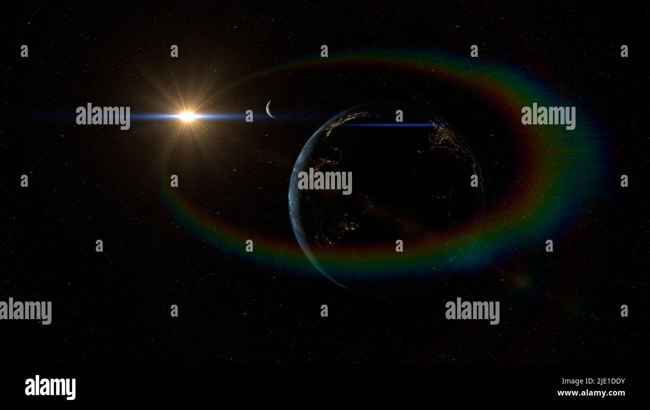 planet earth and moon in space starry background cosmic solar stars ...