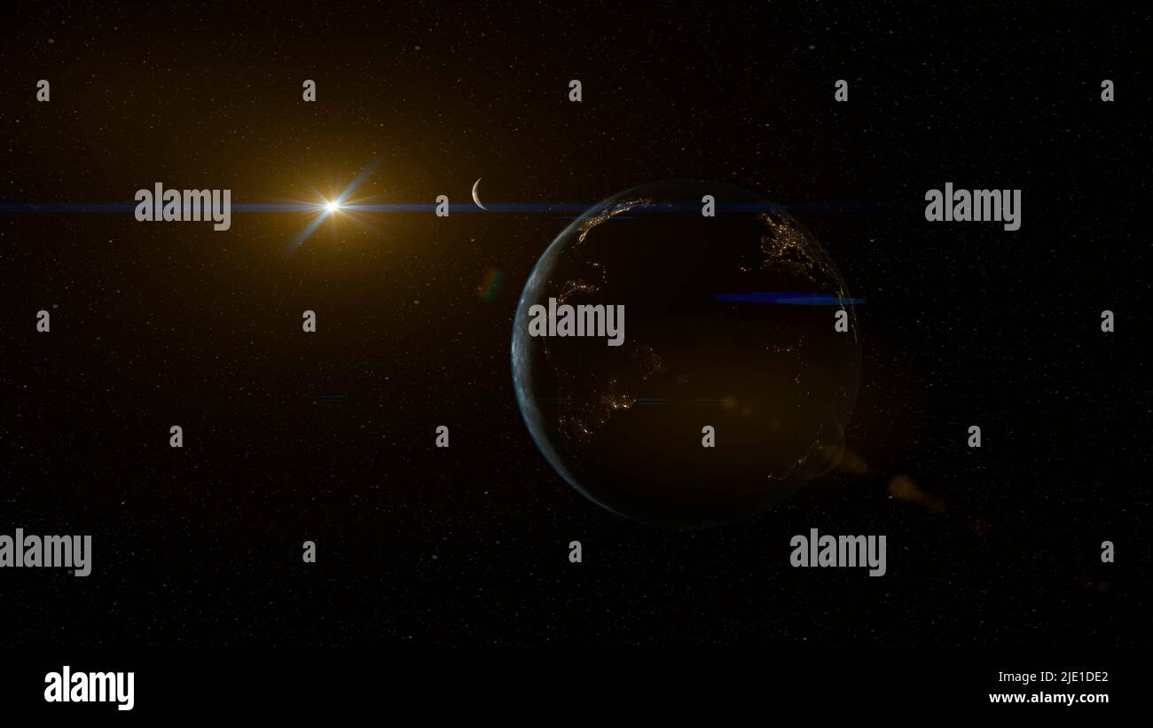 planet earth and moon in space starry background cosmic solar stars ...