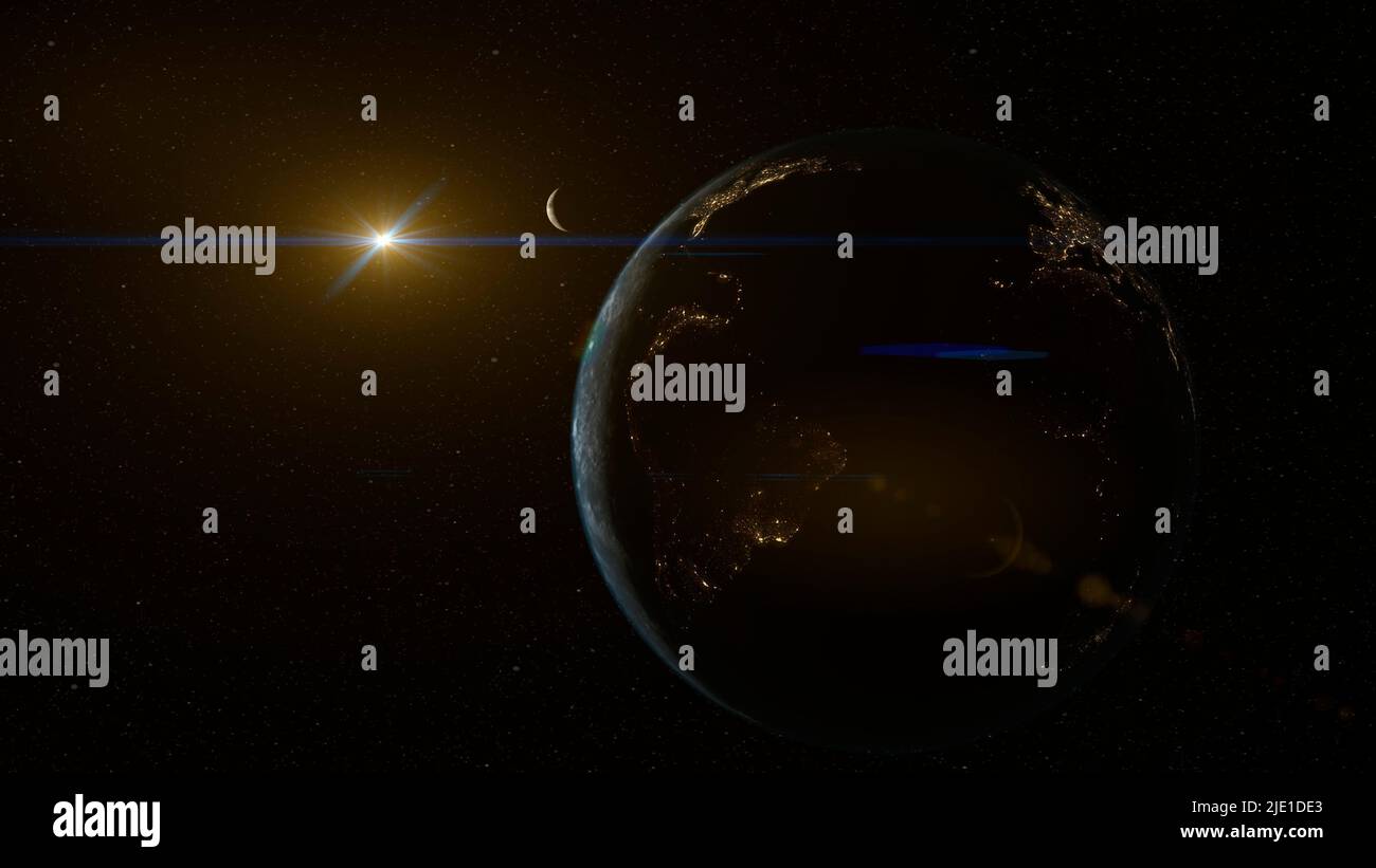 planet earth and moon in space starry background cosmic solar stars ...