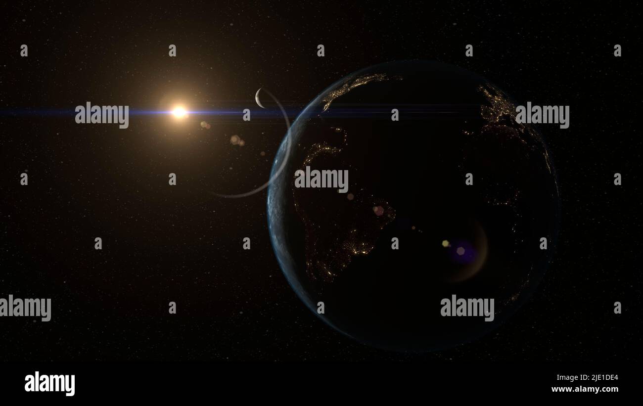 planet earth and moon in space starry background cosmic solar stars ...