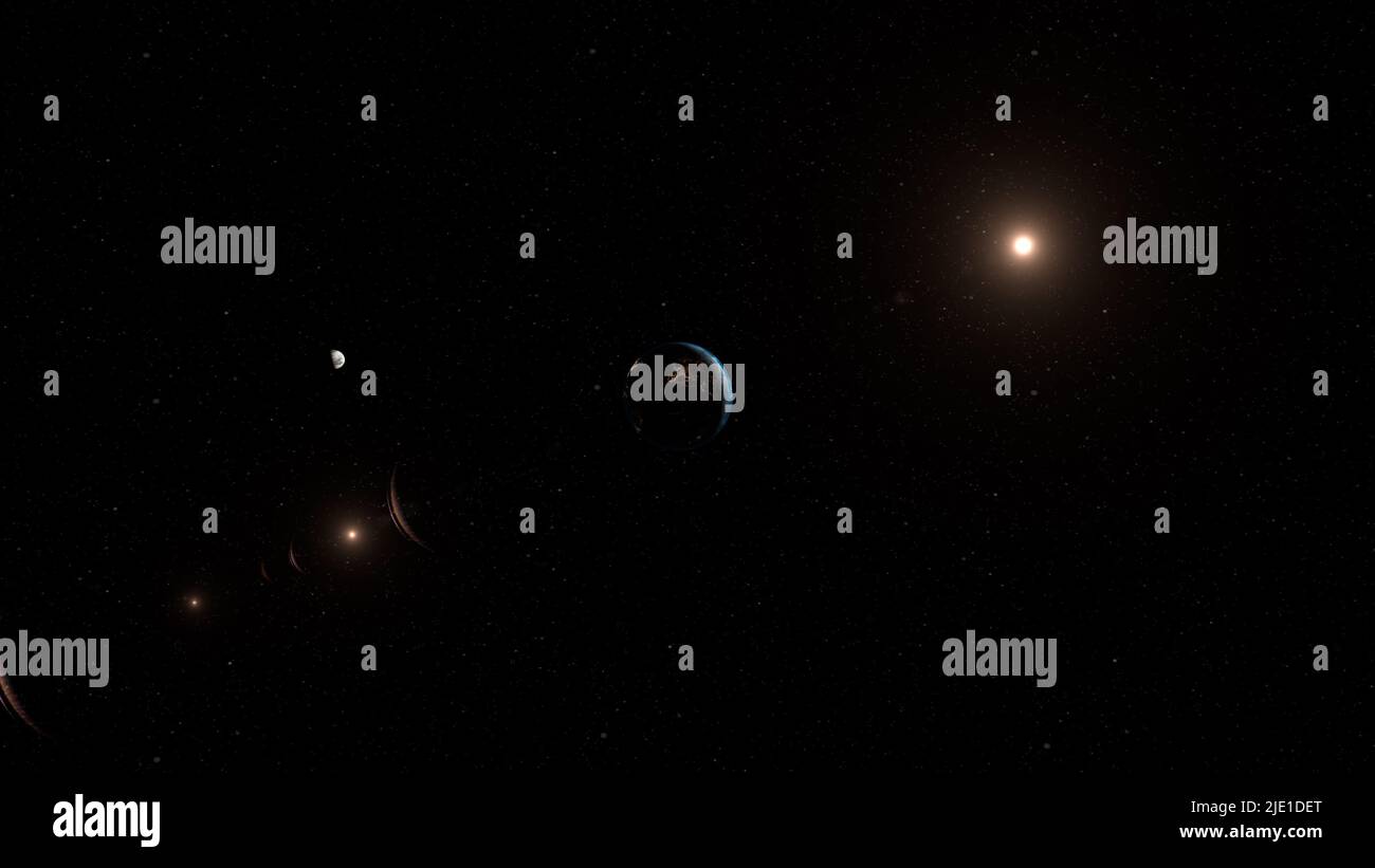 planet earth and moon in space starry background cosmic solar stars ...