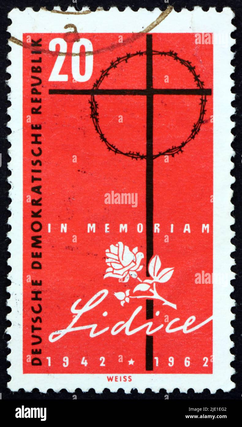 GERMANY - CIRCA 1962: a stamp printed in Germany shows Cross, Crown of ...