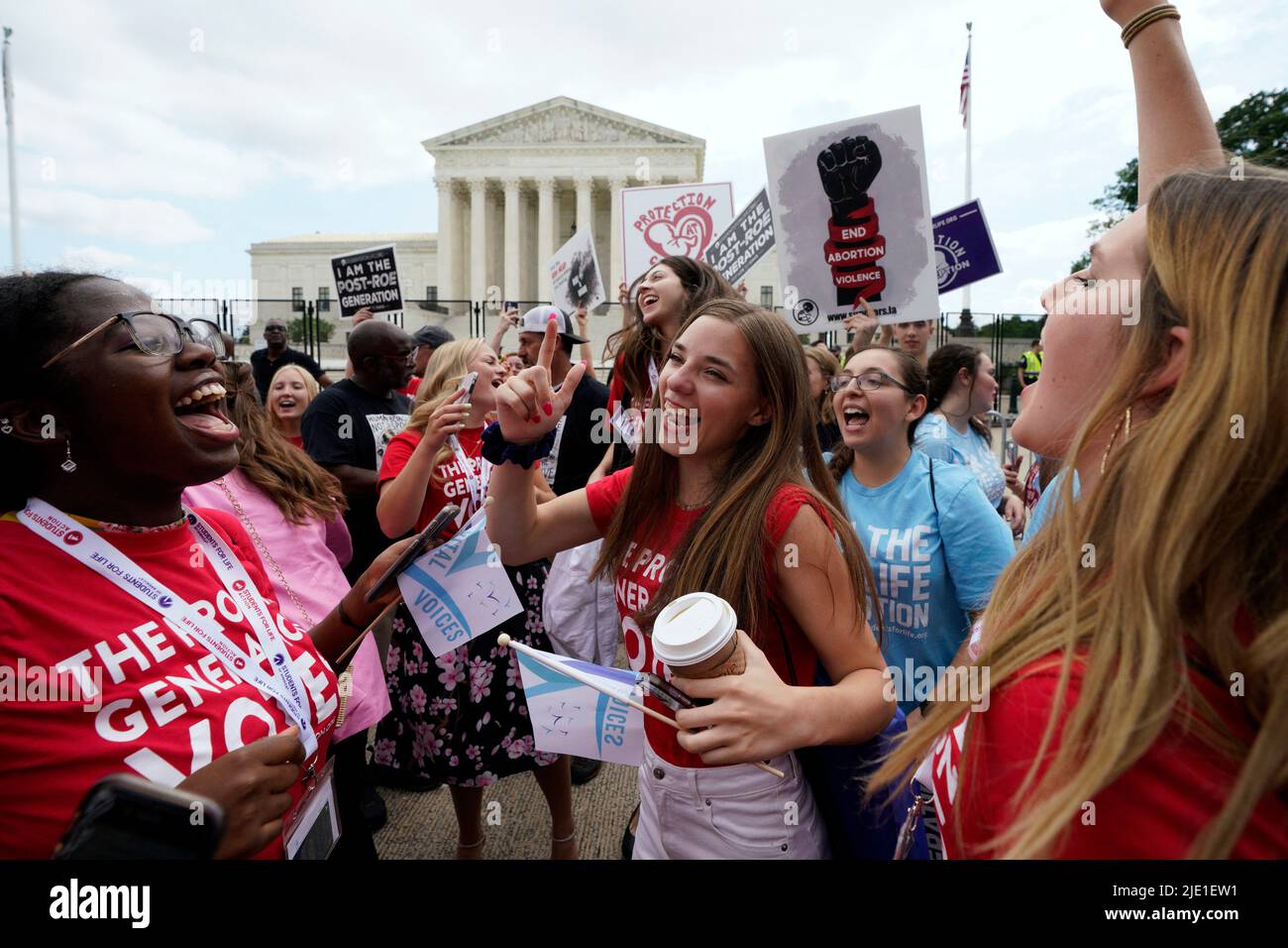 Pro-life activists celebrate outside U.S. Supreme Court as it overturns ...