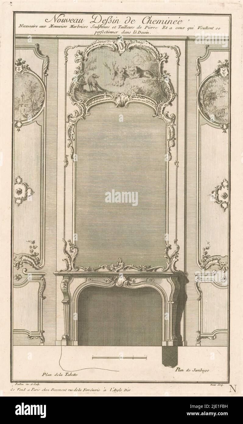 Fireplace with cartouche of animals, N Nouveau Dessin de Cheminée ...