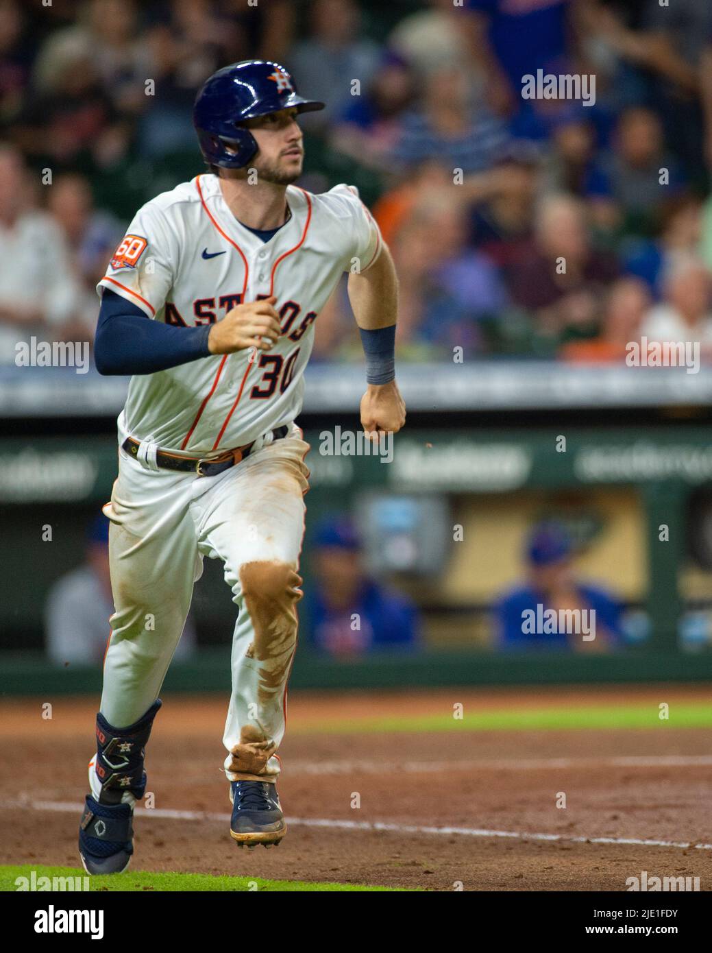 Houston Astros right fielder Kyle Tucker (30) hits a 3-RBI double to deep right field clearing ...