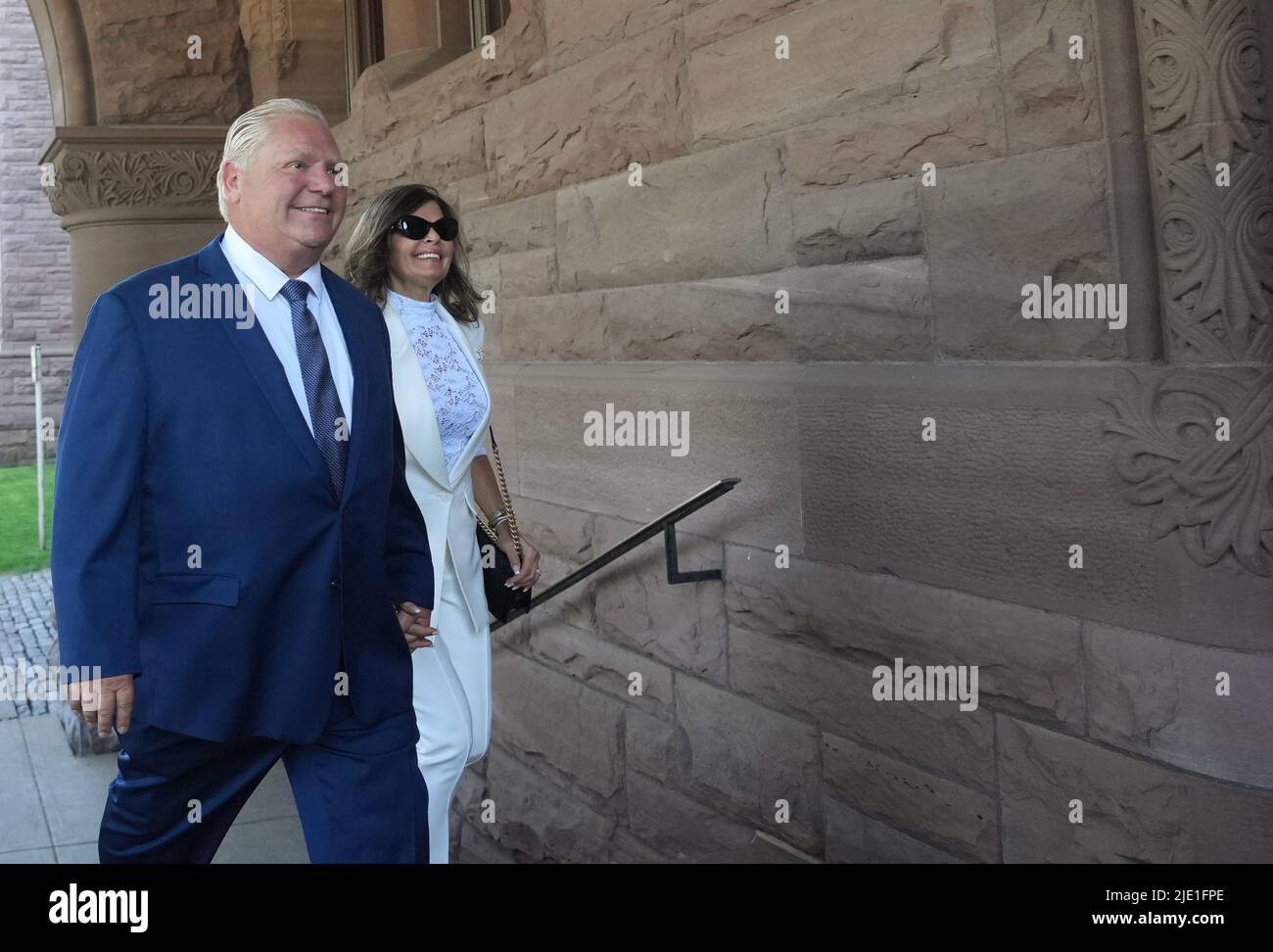 Premier Doug Ford and his wife Karla Ford arrive to announce his new ...