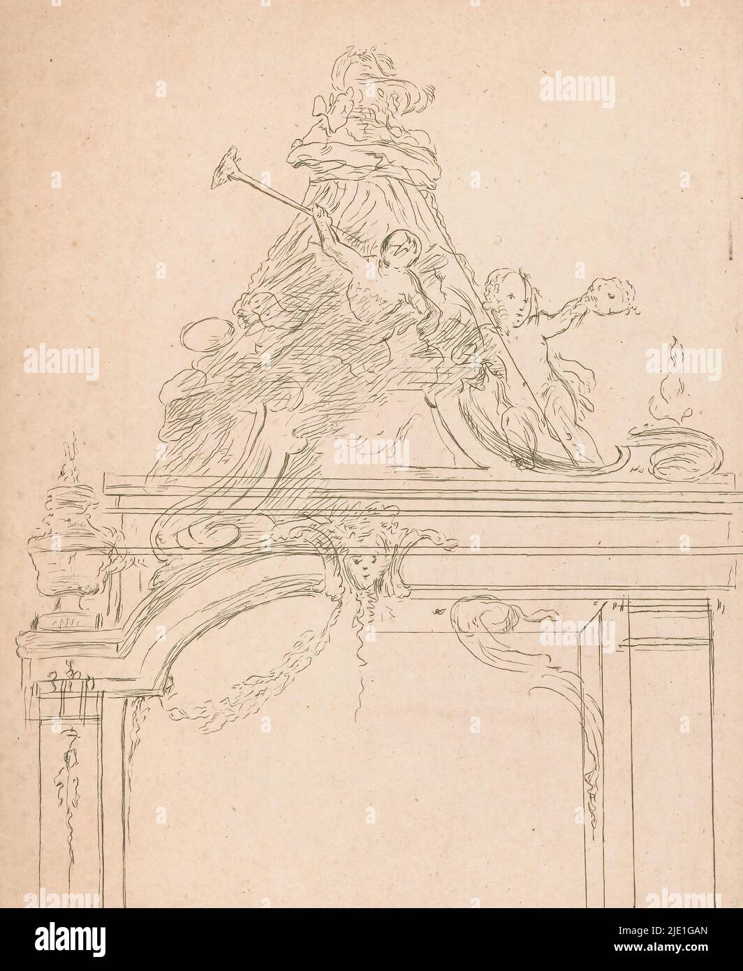 Architectural design, Design for an entrance gate with smoke barrel ...