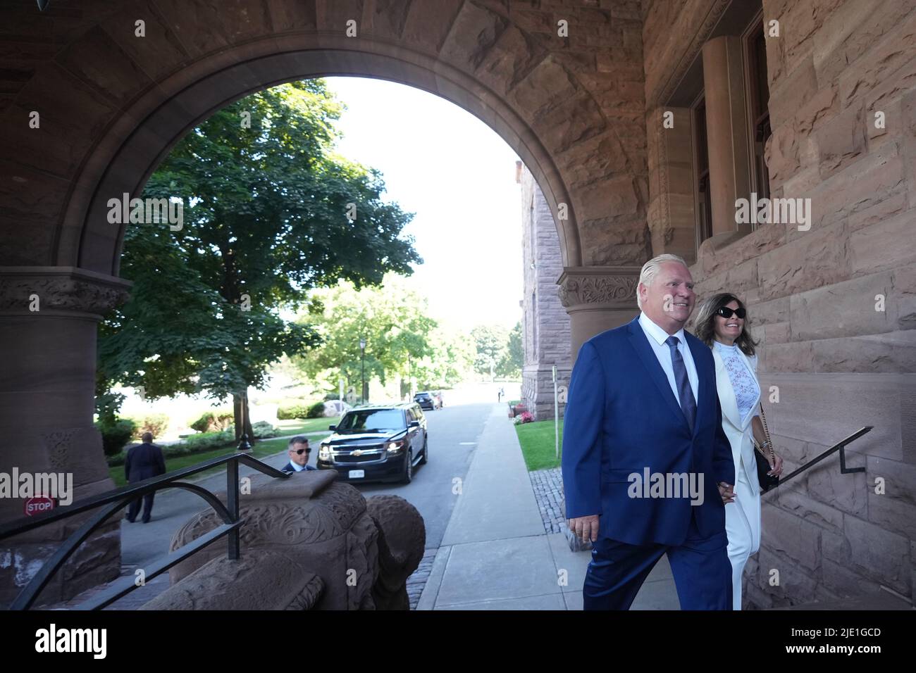 Premier Doug Ford and his wife Karla Ford arrive to announce his new ...