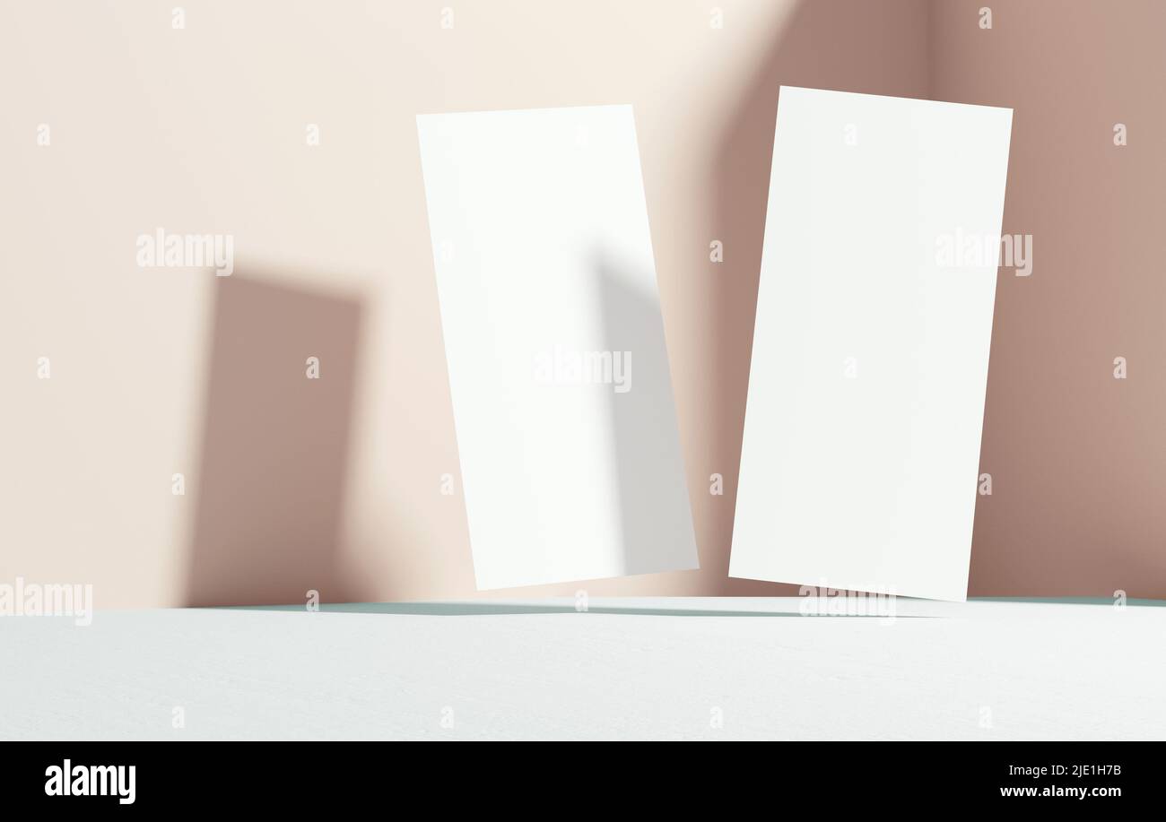 Floating DL flyer mockup blank paper for design presentation. White ...