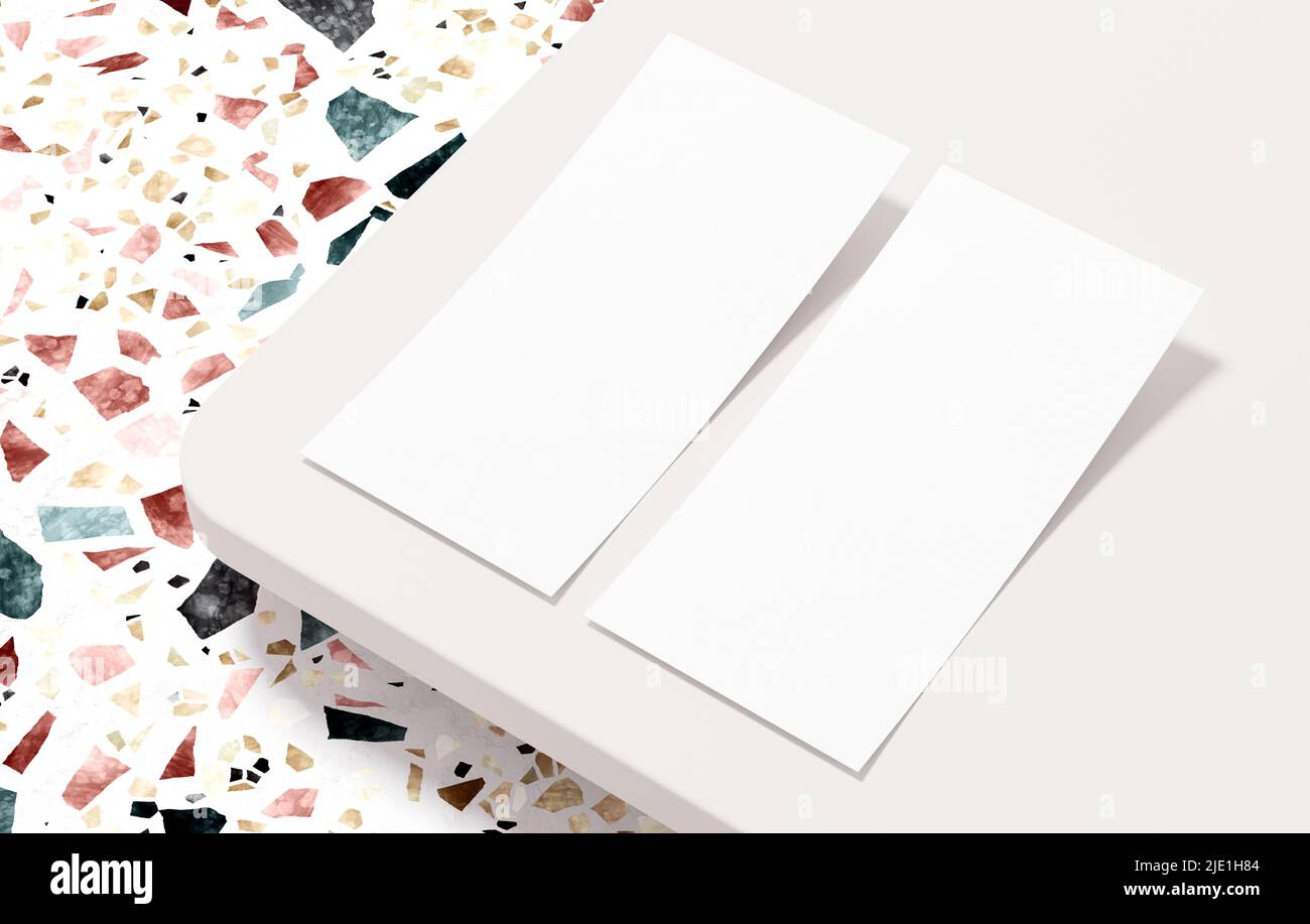 Two DL flyer mockup blank paper for design presentation. White empty ...