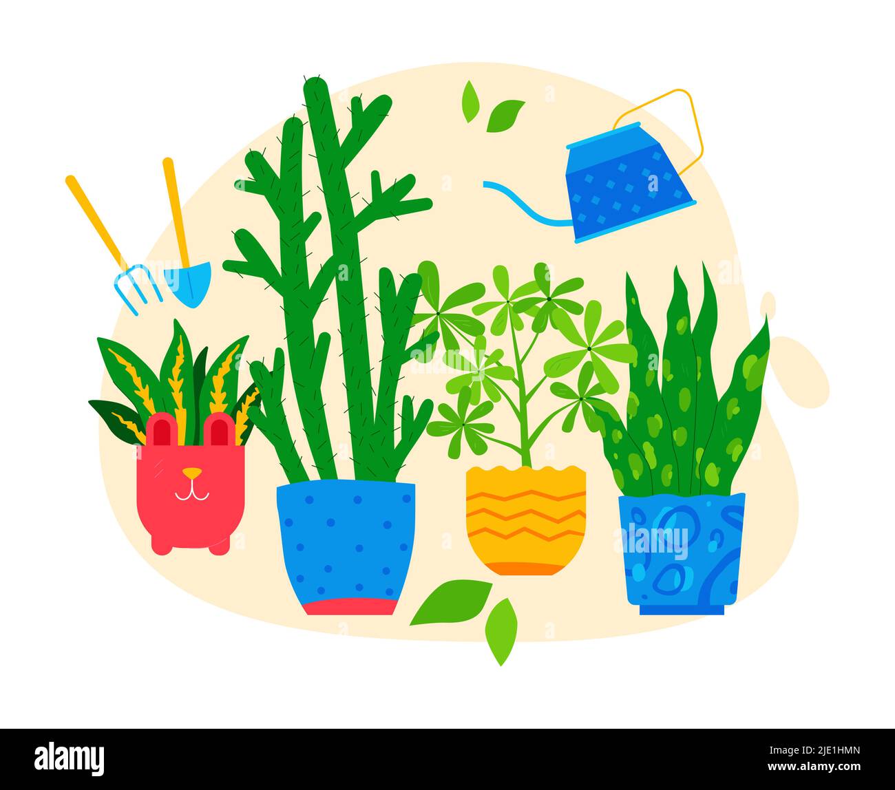 Flowers in pots flat Stock Vector Images - Alamy